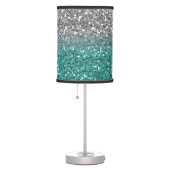 Teal Silver Glitter look Sparkle Ombre Sequin Table Lamp | Zazzle