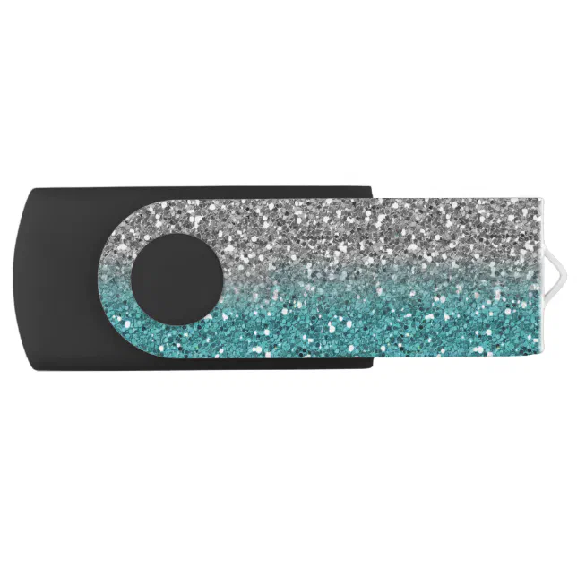 Teal Silver Glitter Ombre Sparkle Flash Drive | Zazzle