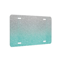 Teal Silver Grey Glitter Ombre Fading License Plate | Zazzle