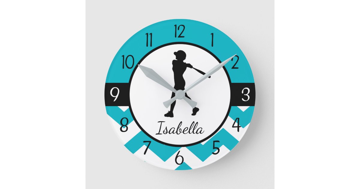 Teal Softball Wall Clock | Zazzle