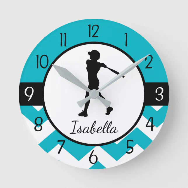 Teal Softball Wall Clock | Zazzle