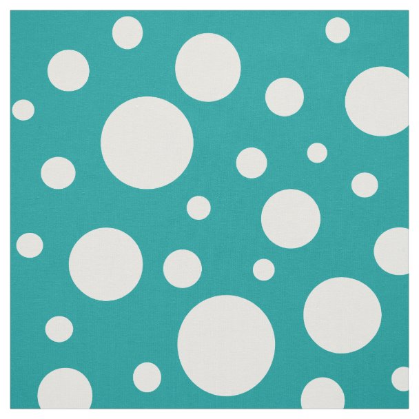 Teal Polka Dot Fabric | Zazzle