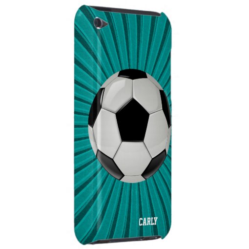 Teal Starburst Soccer Ball Custom iPod Touch Case | Zazzle