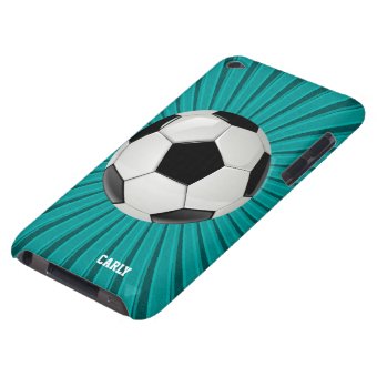 Teal Starburst Soccer Ball Custom iPod Touch Case | Zazzle