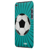 Teal Starburst Soccer Ball Custom iPod Touch Case | Zazzle