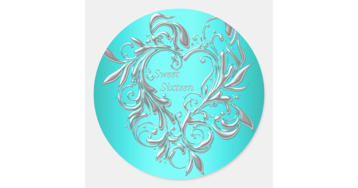 Teal Sweet Sixteen Stickers Labels 16th | Zazzle
