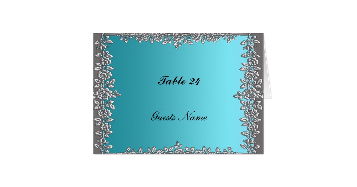 Teal Table Placement Card Menu | Zazzle