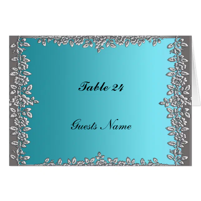 Teal Table Placement Card Menu | Zazzle