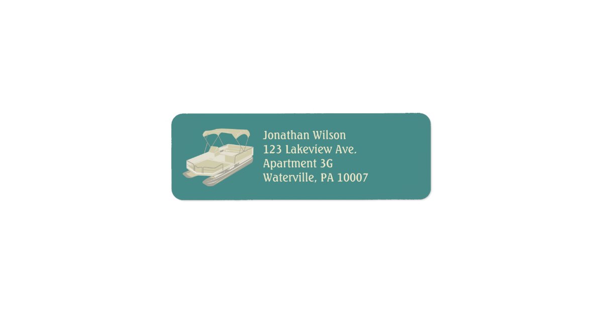 Teal & Tan Pontoon Boat Return Address Labels | Zazzle
