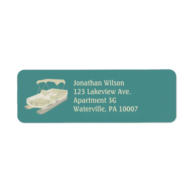 Teal & Tan Pontoon Boat Return Address Labels | Zazzle