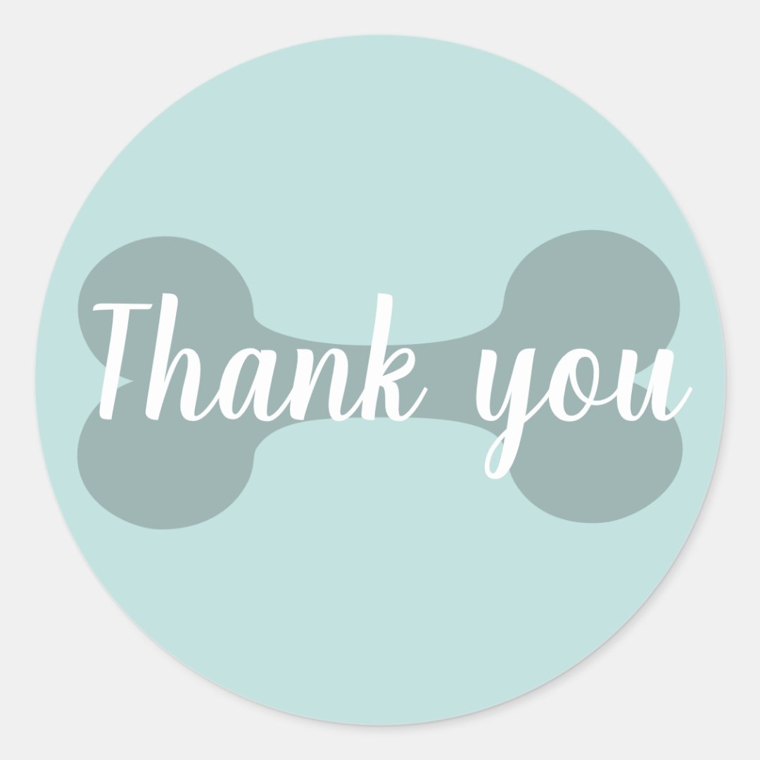 Teal Thank You Dog Bone Sticker | Zazzle
