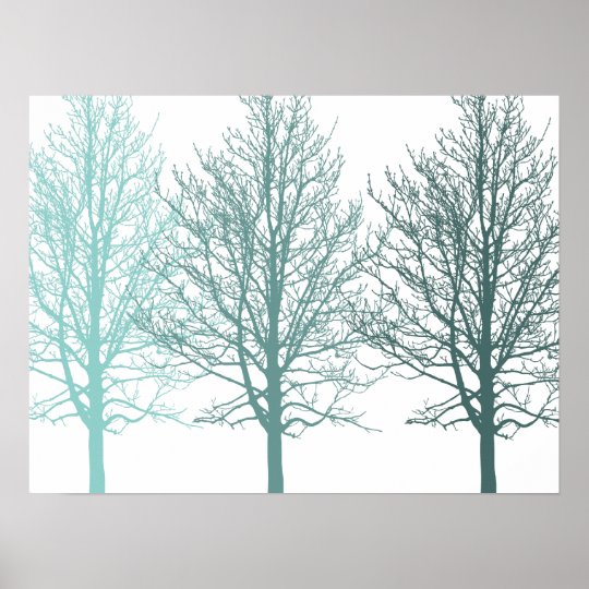 Teal Trees Poster | Zazzle.com
