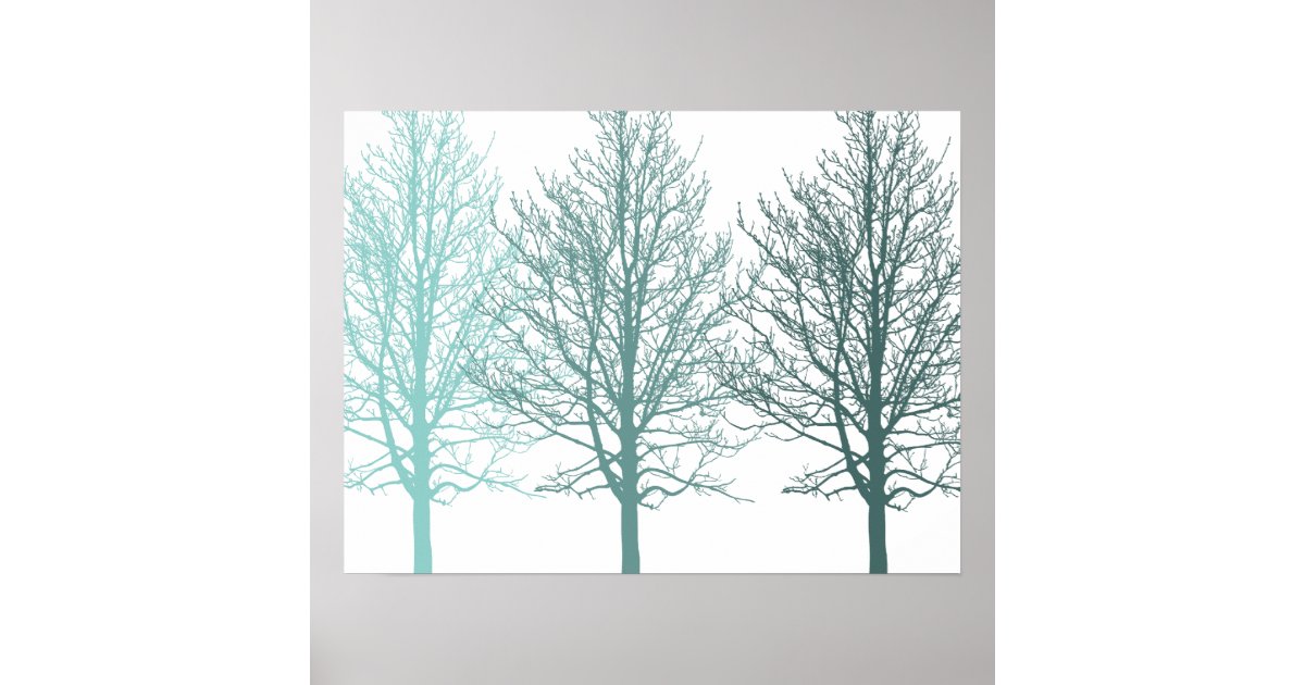 Teal Trees Poster | Zazzle
