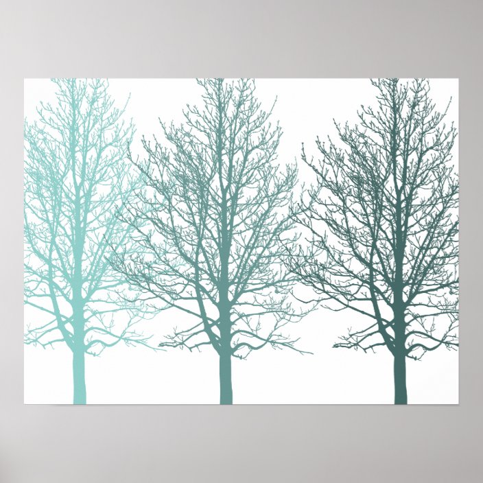 Teal Trees Poster | Zazzle.com