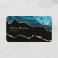 Teal - Turquoise and Gold Agate Stone QR Code Business Card | Zazzle
