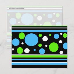 Teal Turquoise Blue Lime Green Stripes Polka Dots Postcard | Zazzle