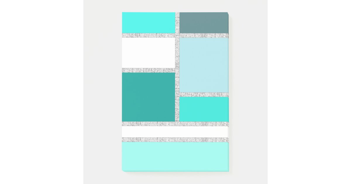 Teal & Turquoise Geometric Blocks Post-it Notes | Zazzle