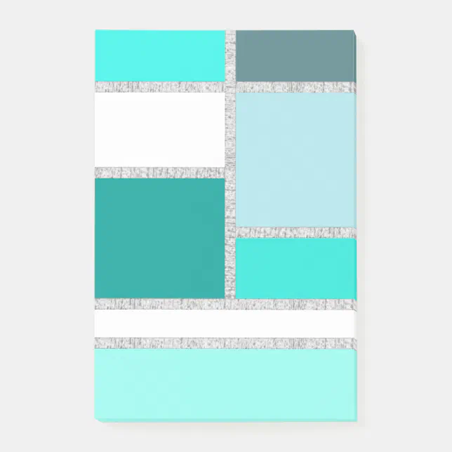 Teal & Turquoise Geometric Blocks Post-it Notes | Zazzle