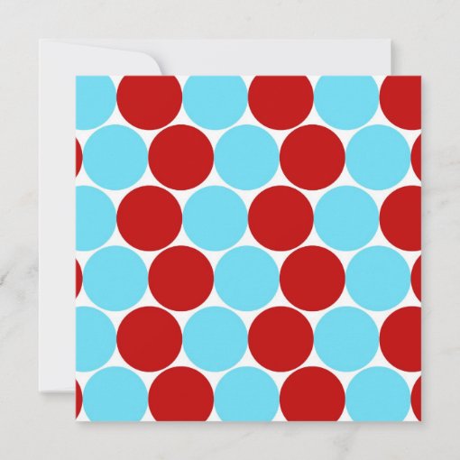 Teal Turquoise Red Big Polka Dots Pattern Gifts Invitation | Zazzle