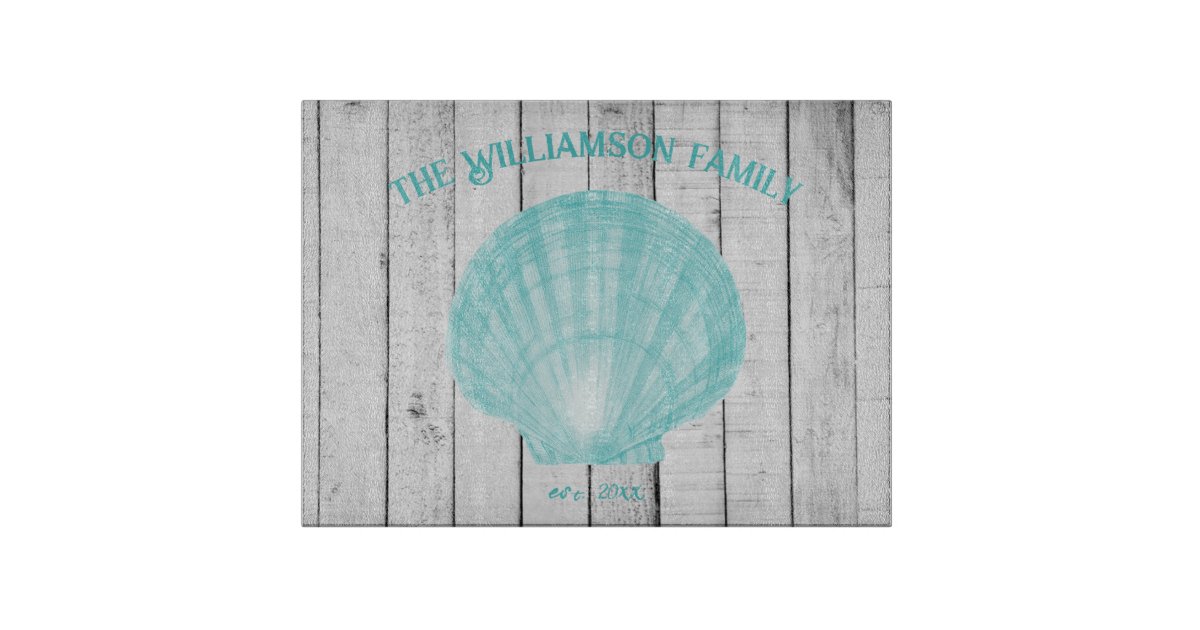 Teal Vintage Scallop Shell Cutting Board | Zazzle