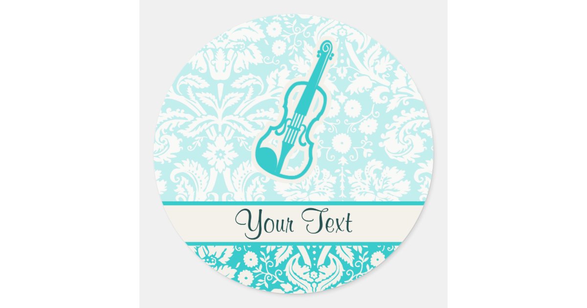 Teal Violin Classic Round Sticker | Zazzle