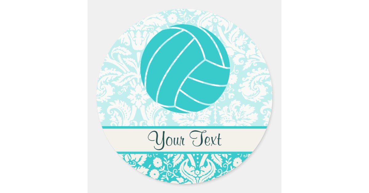 Teal Volleyball Classic Round Sticker | Zazzle.com