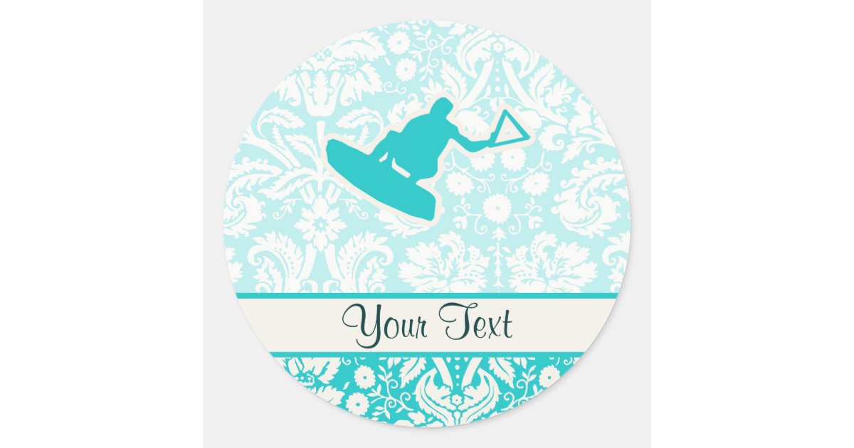 Teal Wakeboarder Classic Round Sticker | Zazzle