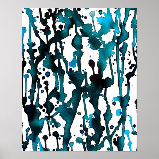 Teal Watercolor Abstract Poster | Zazzle.com