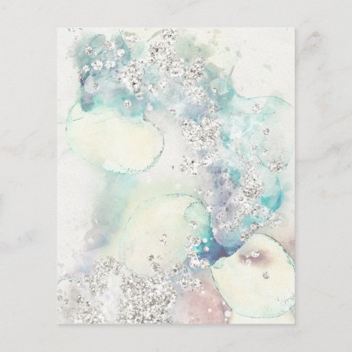 Teal watercolor silver glitter flyer | Zazzle
