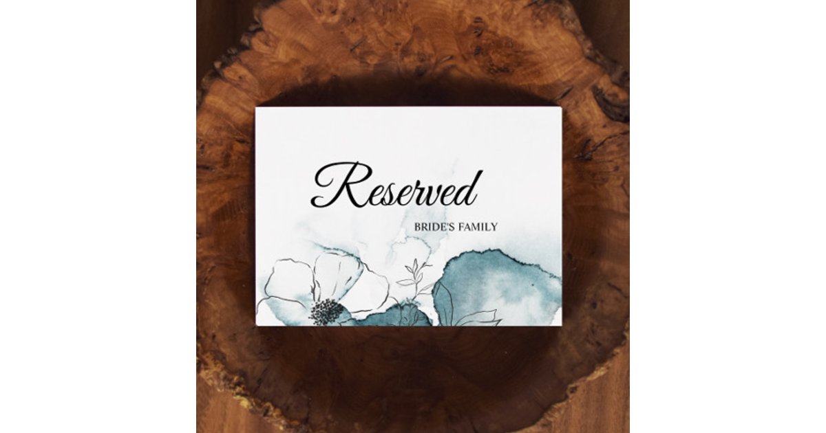 Teal Watercolor Sketch Wedding Reserved Sign | Zazzle