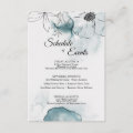 Teal Watercolor Sketch Wedding Schedule Enclosure Card | Zazzle