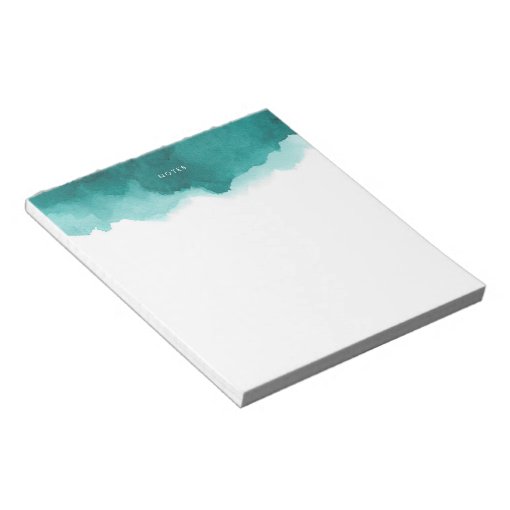 Teal Watercolor Splash Personalized Notepad | Zazzle