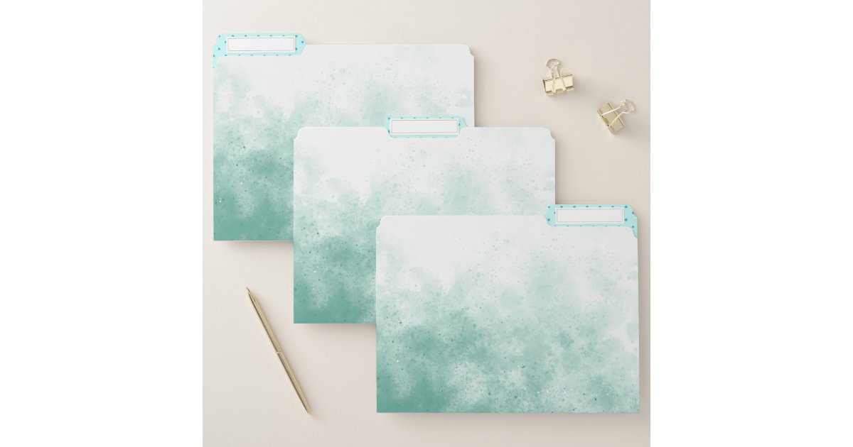 Teal Watercolor With Polka Dots File Folder | Zazzle
