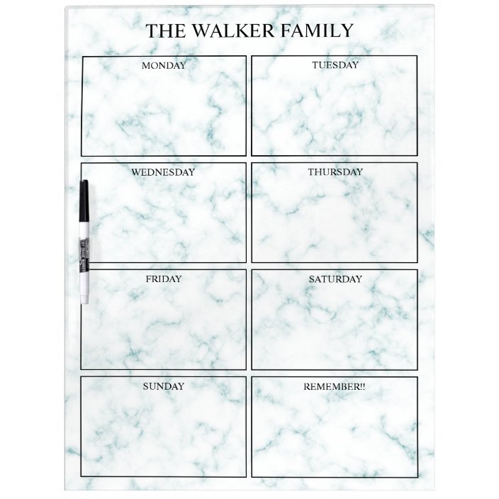 Teal & White Marble Days of the Week Dry Erase Board | Zazzle.com