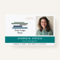 Teal with Logo & Photo Employee ID Badge | Zazzle