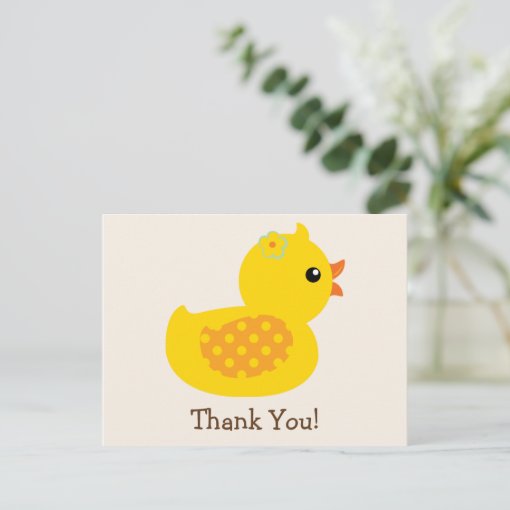 Teal & Yellow Duckling, Duck; Thank You Postcard | Zazzle