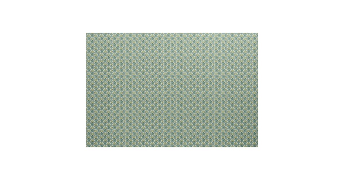 Teal & Yellow Floral Pattern Fabric | Zazzle