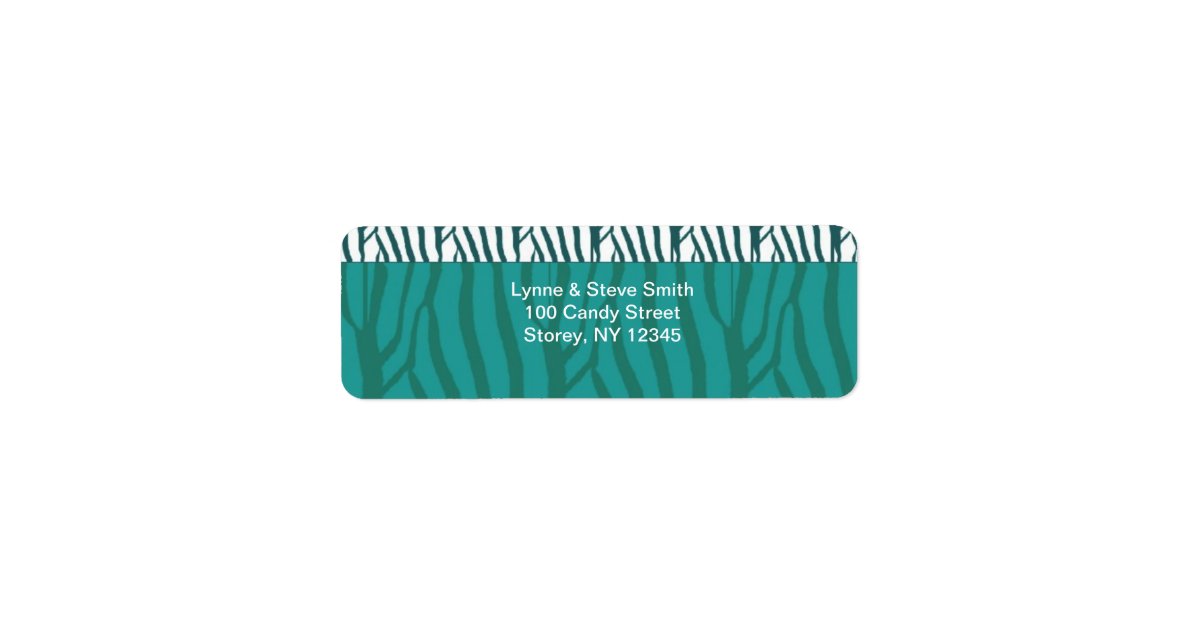 Teal Zebra Pattern Address Label | Zazzle