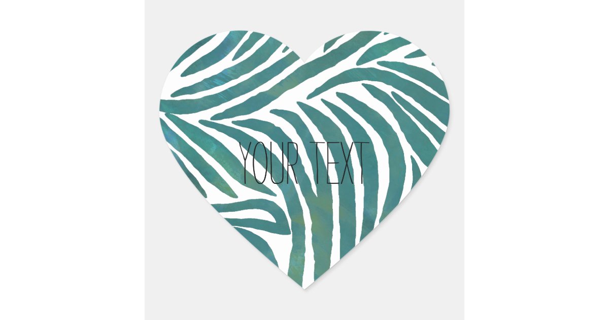 Teal Zebra Print Heart Sticker | Zazzle
