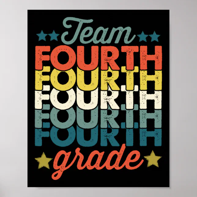Team 4th Fourth Grade Back To School Teacher Kids Poster | Zazzle