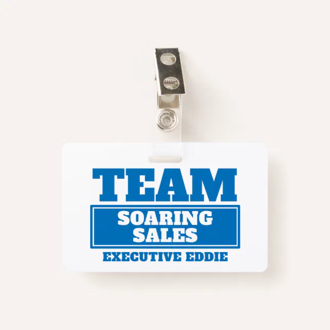 Team blue personalized name team building badge | Zazzle