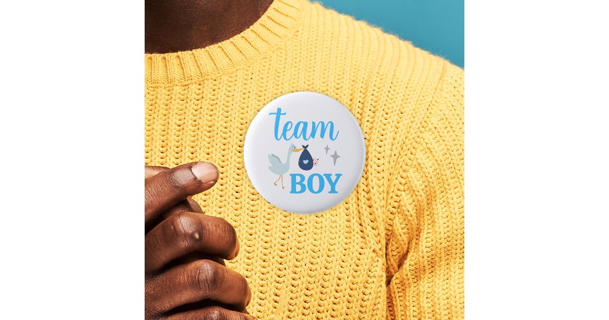 Team Boy Blue Gender Reveal Party Button | Zazzle