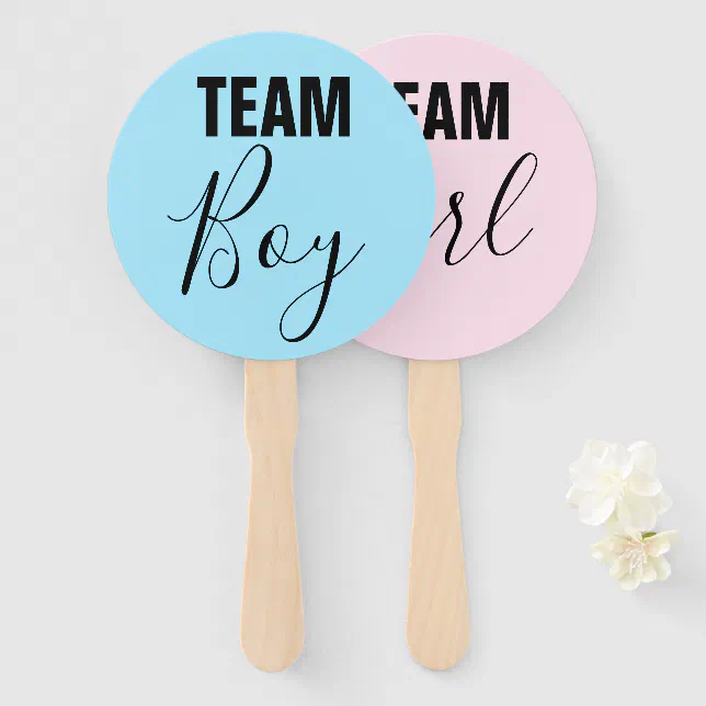 Team Boy & Team Girl Gender Reveal Party Sign Fans | Zazzle