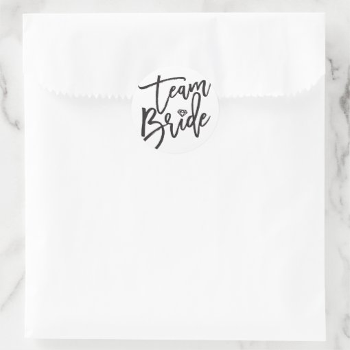 Team Bride Diamond Bridal Party Stylish Wedding Classic Round Sticker ...