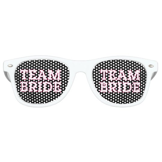 Team Bride Pink Outline Black Retro Sunglasses | Zazzle.com