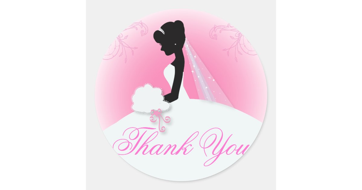 Team bride Wedding gown Bride bridal silhouette Classic Round Sticker ...