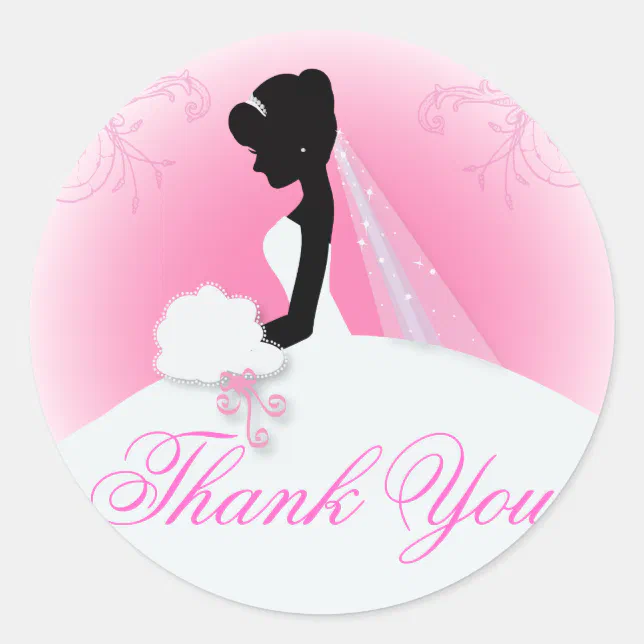 Team bride Wedding gown Bride bridal silhouette Classic Round Sticker ...
