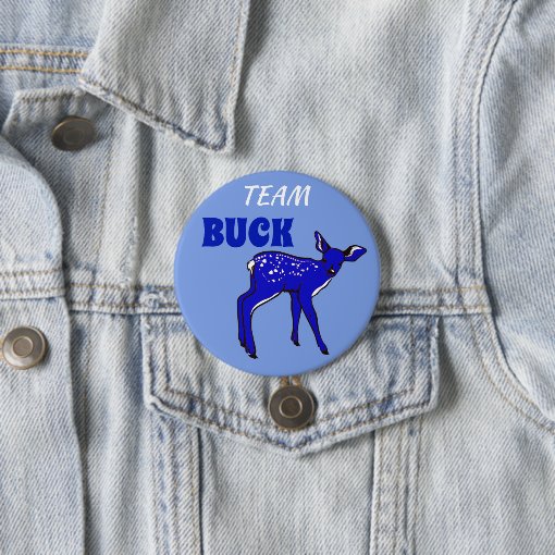 "Team Buck" Blue Gender Reveal Pinback Button | Zazzle