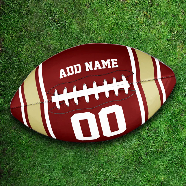 Team Colors Burgundy and Gold Personalized Football | Zazzle
