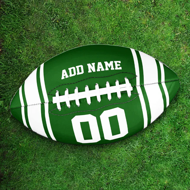 Team Colors Green and White Personalized Football | Zazzle